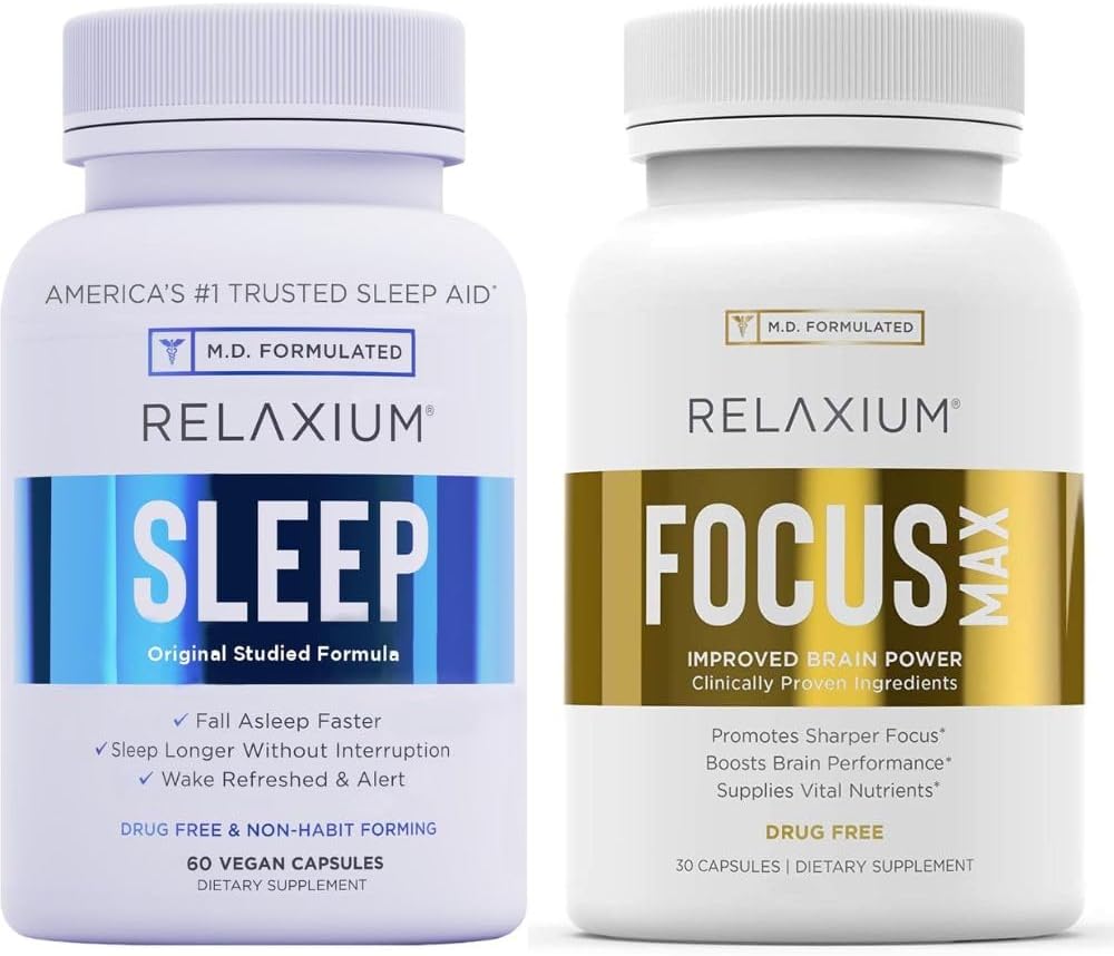 Amazon.com: Relaxium Sleep + Focus Max 60 Vegan Capsules Duo : Health ...