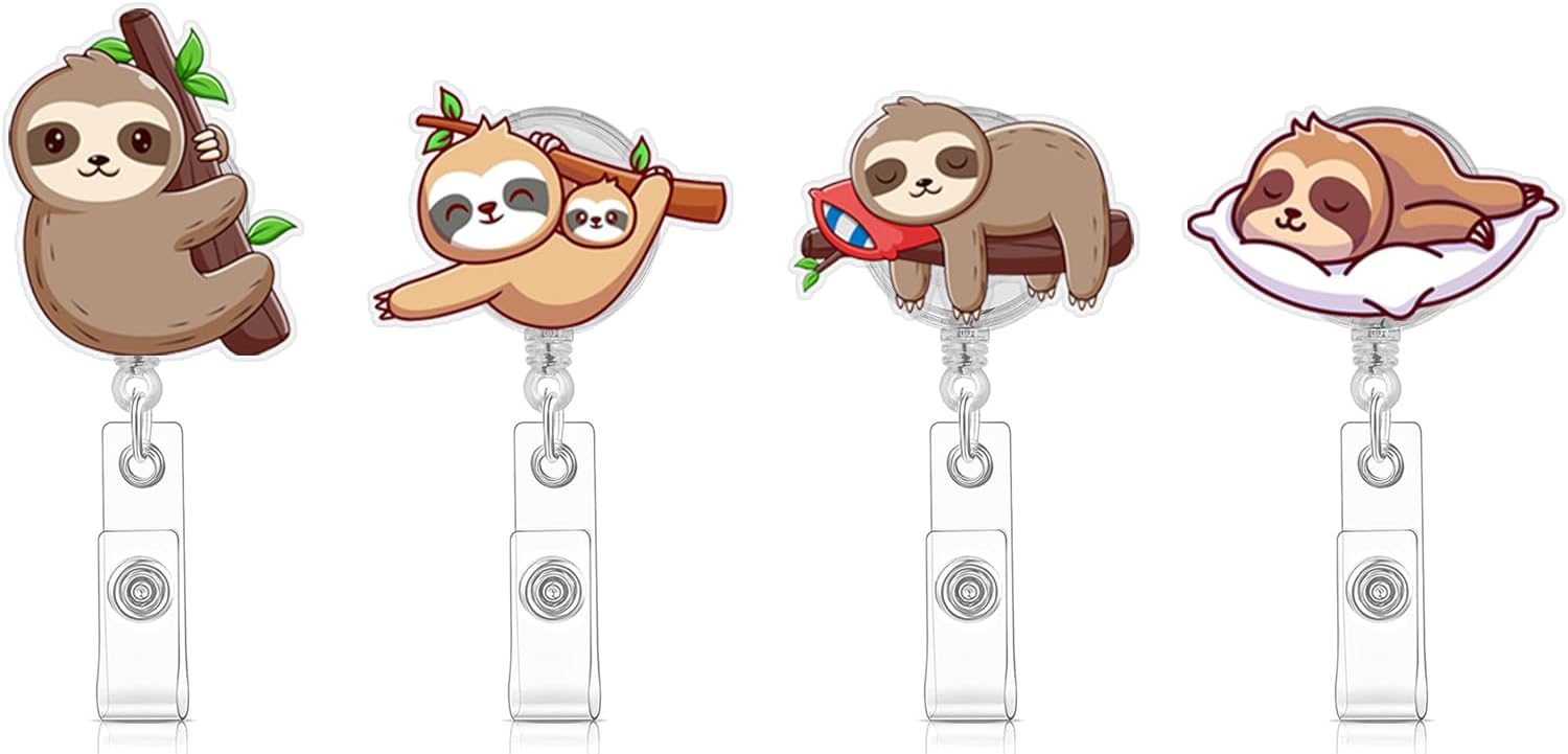 Amazon.com : Cute Sloth Badge Holder Reel Holder,Funny Badge Reel, Work ...