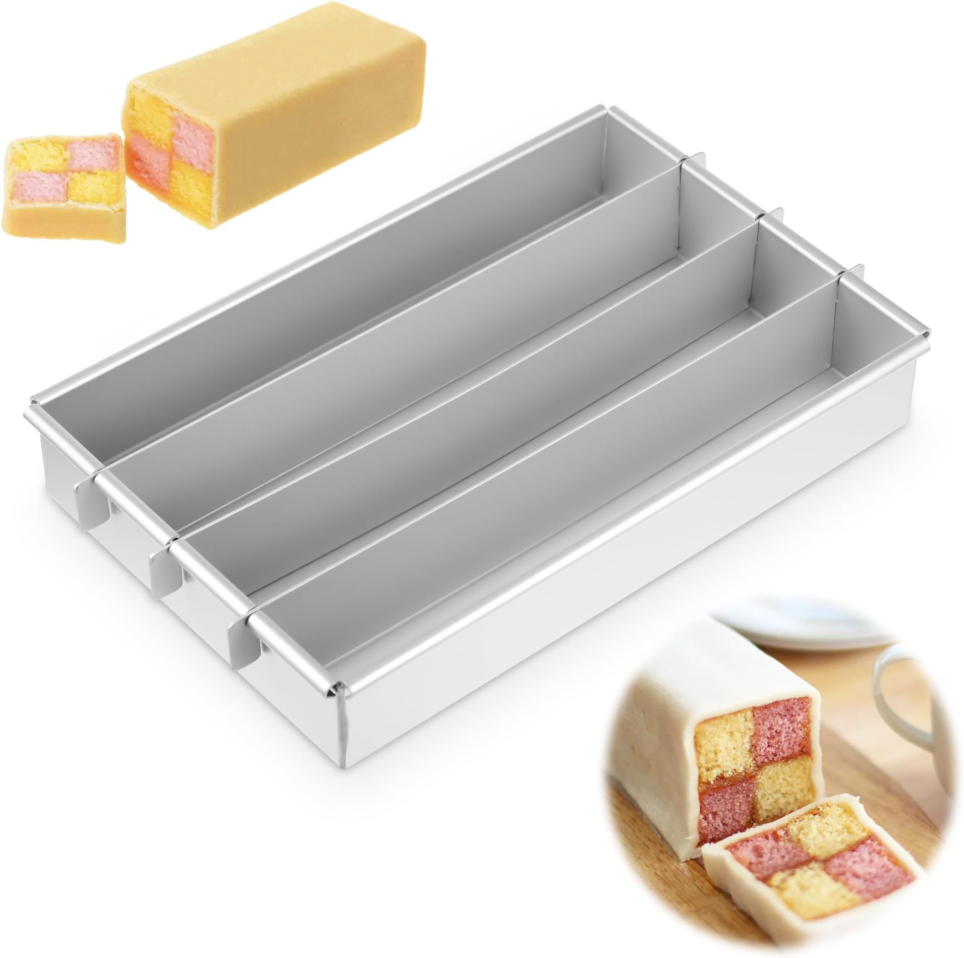 worahroe Battenberg Cake Tin, 10 x 6 Non-Stick Battenburg Cake Tin ...