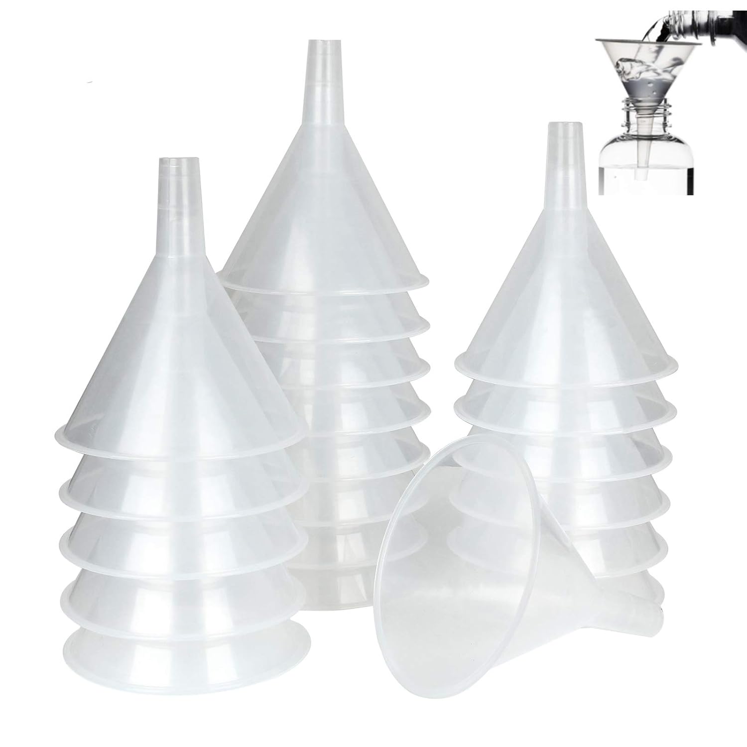 Amazon.com: 20Pcs Plastic Funnels Set, 4.7 Inch Wide Mouth Clear ...
