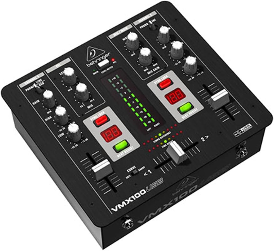 Amazon.com: Behringer Pro Mixer VMX100USB 2-Channel DJ Mixer : Musical ...