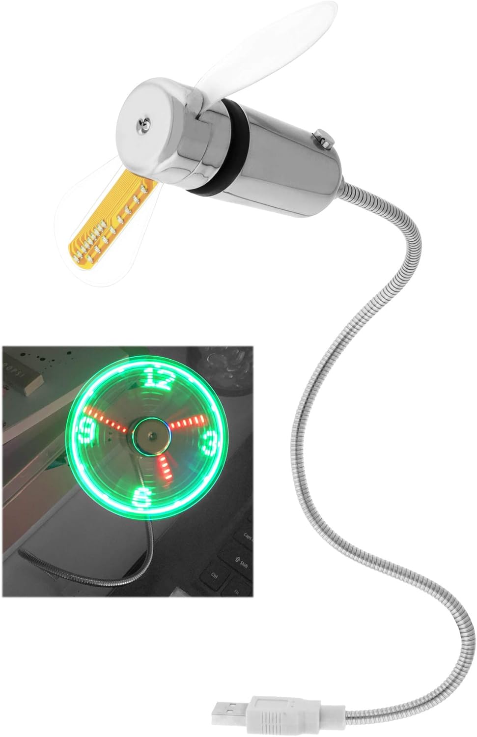Amazon.com: USB Powered LED Clock Fan with Real Time Display, Mini ...