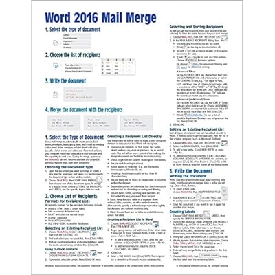 Buy Microsoft Word 2016 Mail Merge Quick Reference Guide - Windows ...