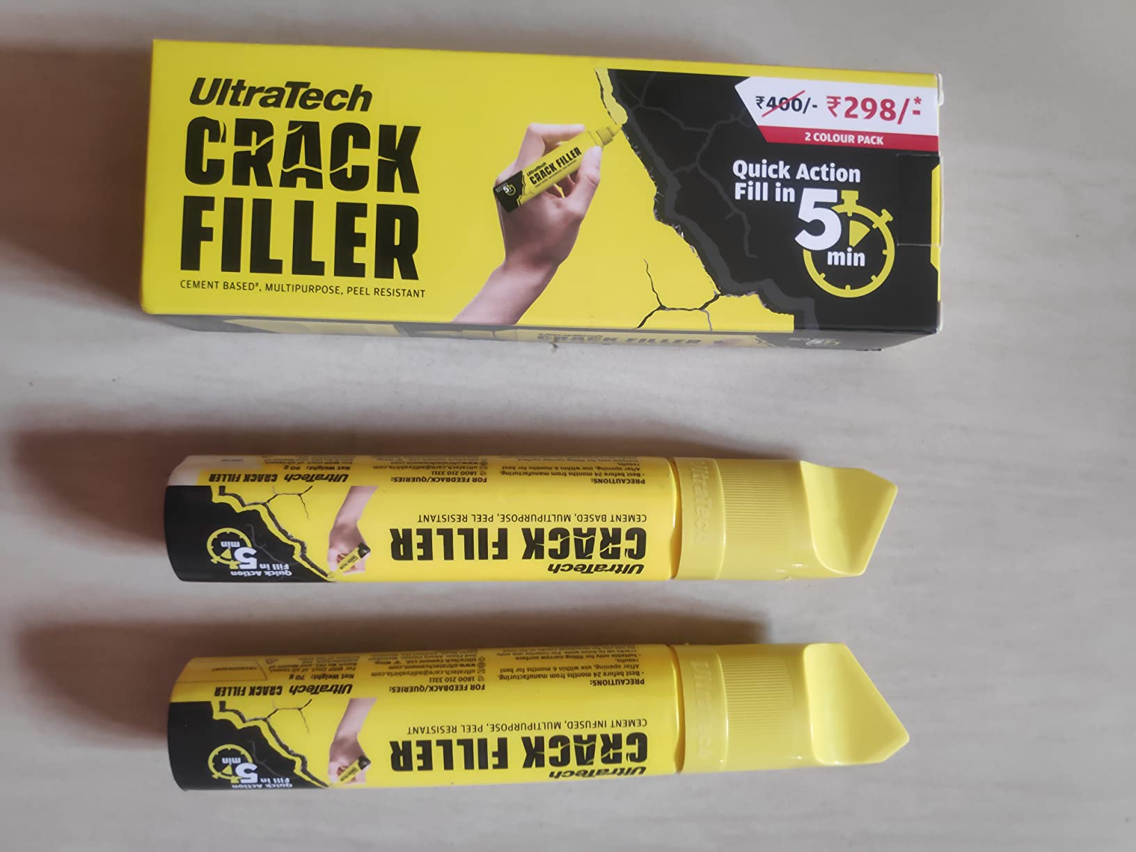 UltraTech Crack Filler DIY (Cream) for walls and joints, Gaps and Holes ...