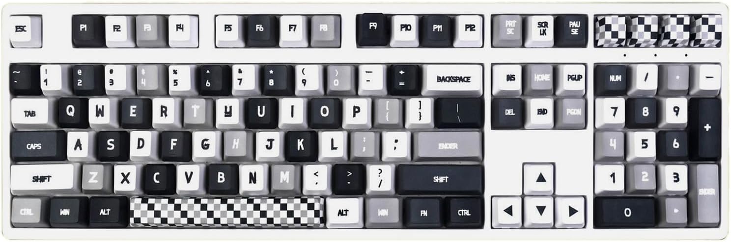 Amazon.com: 123 Keys Full Set Keycaps Colorless Chessboard Theme Keycap ...