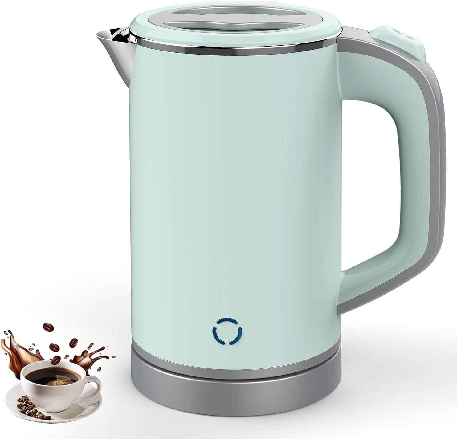 Zuomidie Small Electric Kettle Stainless Steel Double Wall Electric ...