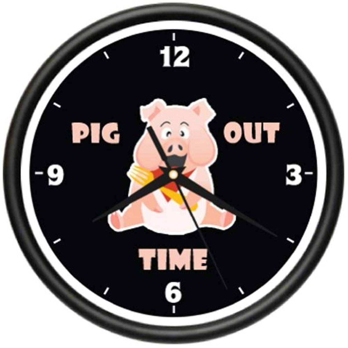 Amazon.com: Pig Out TIME Wall Clock Pigs BBQ barbque Restaurant : Home ...