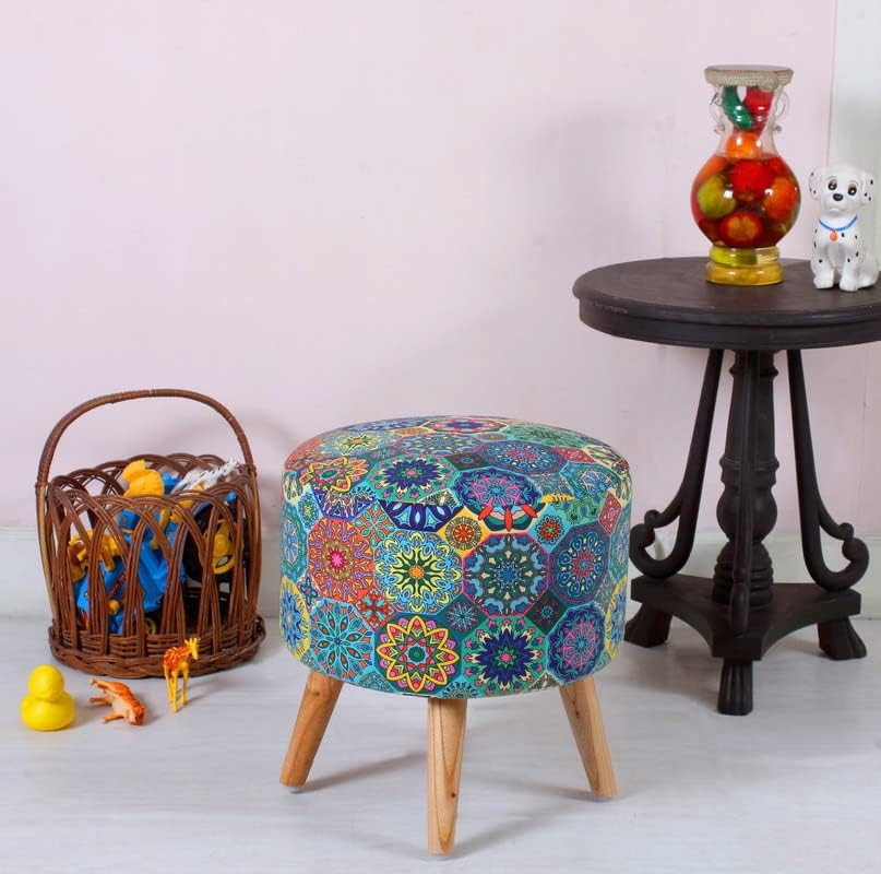 Shadowkart Pouffes Sitting Stool For Living Room, Mudda Puffy Wooden ...