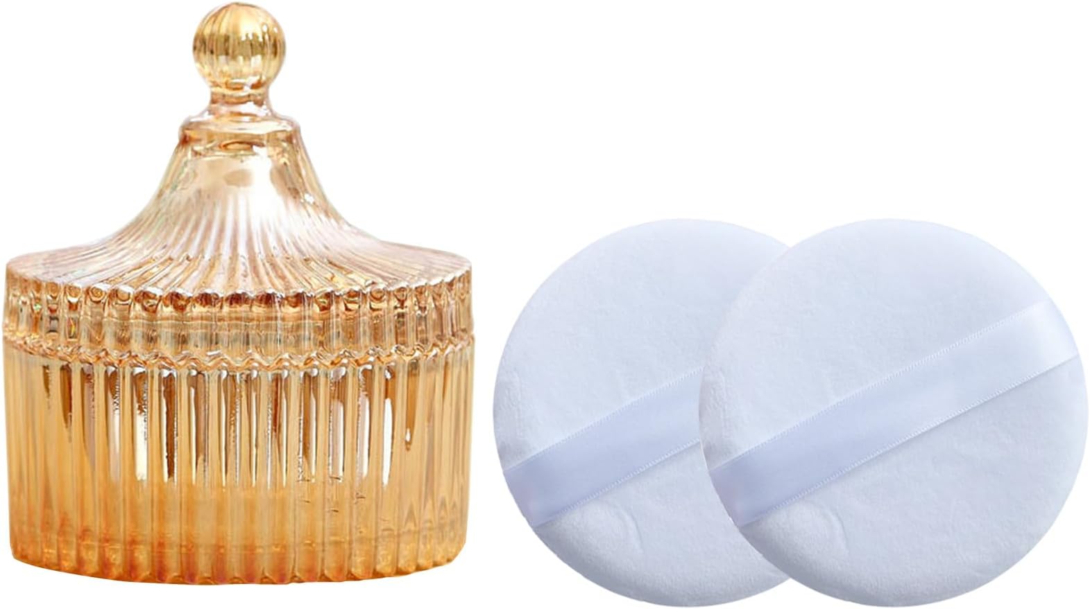 Amazon.com: Body Powder Puff and Container, Soft Powder Puff,Glass Box ...