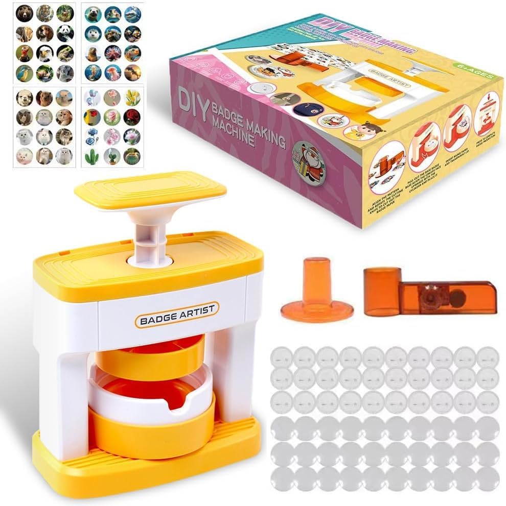 Badge Making Machine, DIY Badge Making Kit for Kids with 48PCS Button ...