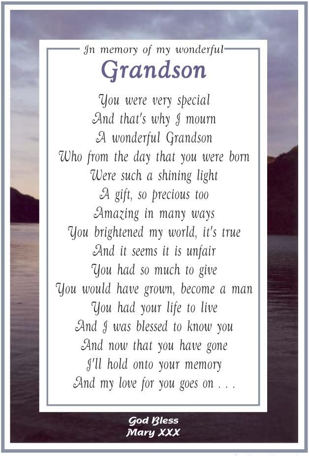Personalised Grave Card to My Grandson - Includes Fixing Stake - A ...