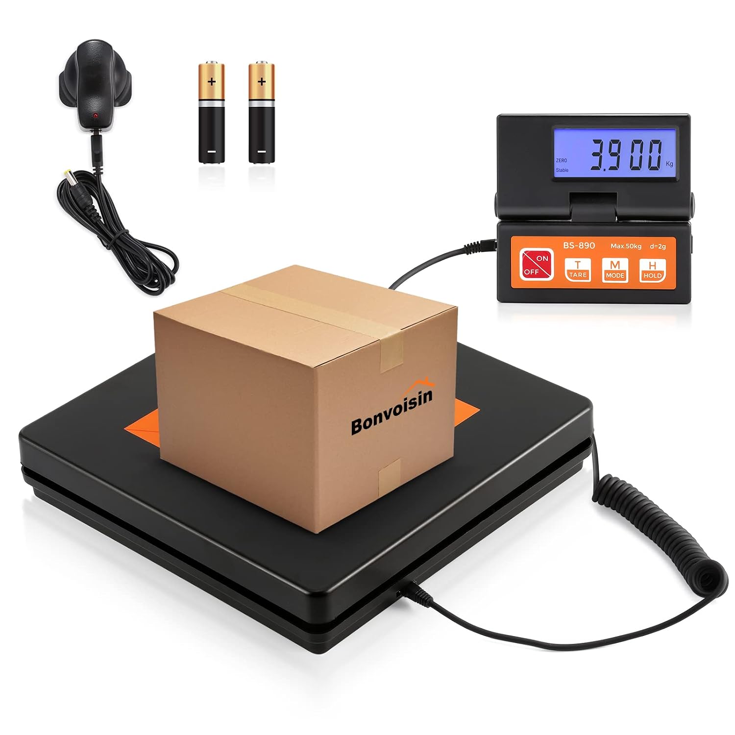 Bonvoisin Paketwaage Postwaage Digitale 50kg/110lb,2g Plattformwaage ...