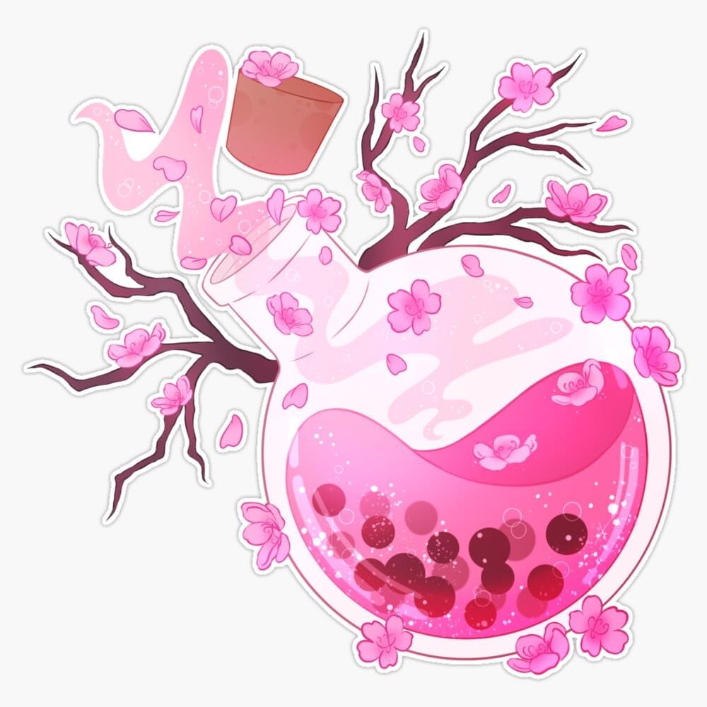 Amazon.com: Cherry Blossom Potion Sticker Vinyl Waterproof Sticker ...