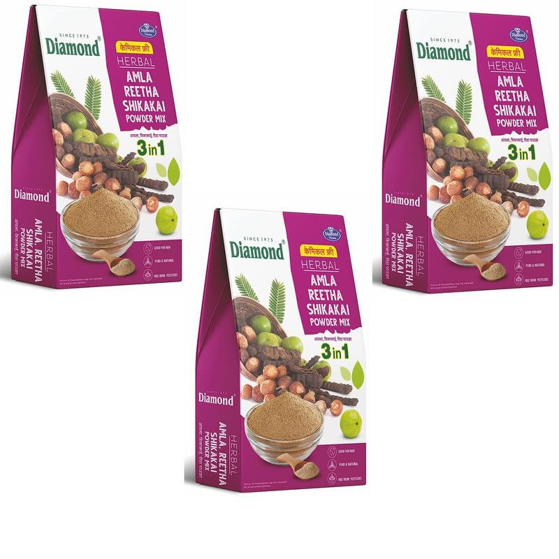 Diamond Herbal Amla Reetha Shikakai Powder Mix, 125g(Pack of 3 ...
