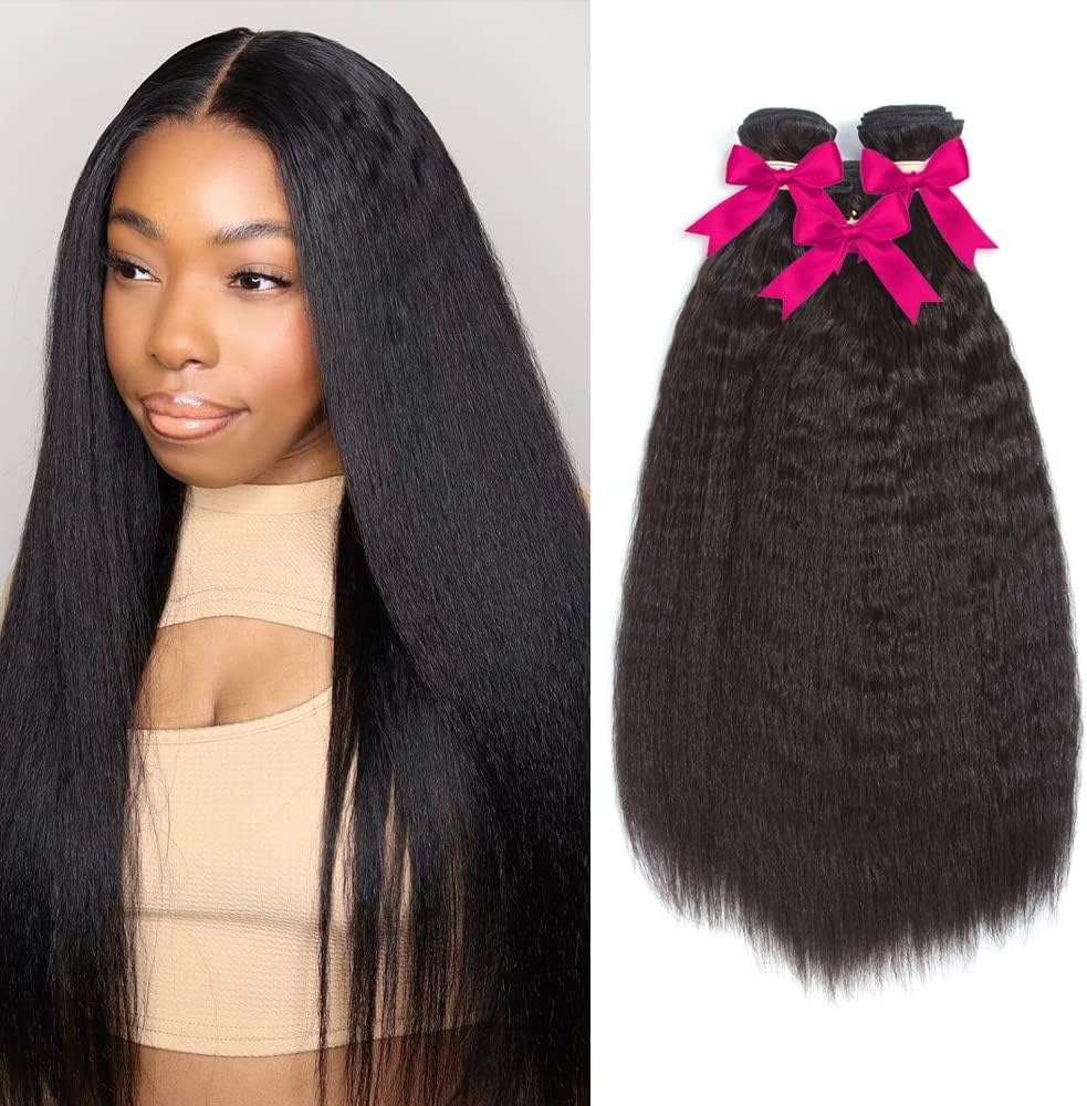 Amazon.com : DAIMER 18 Inch Yaki Straight Human Hair Weave Brazilian ...