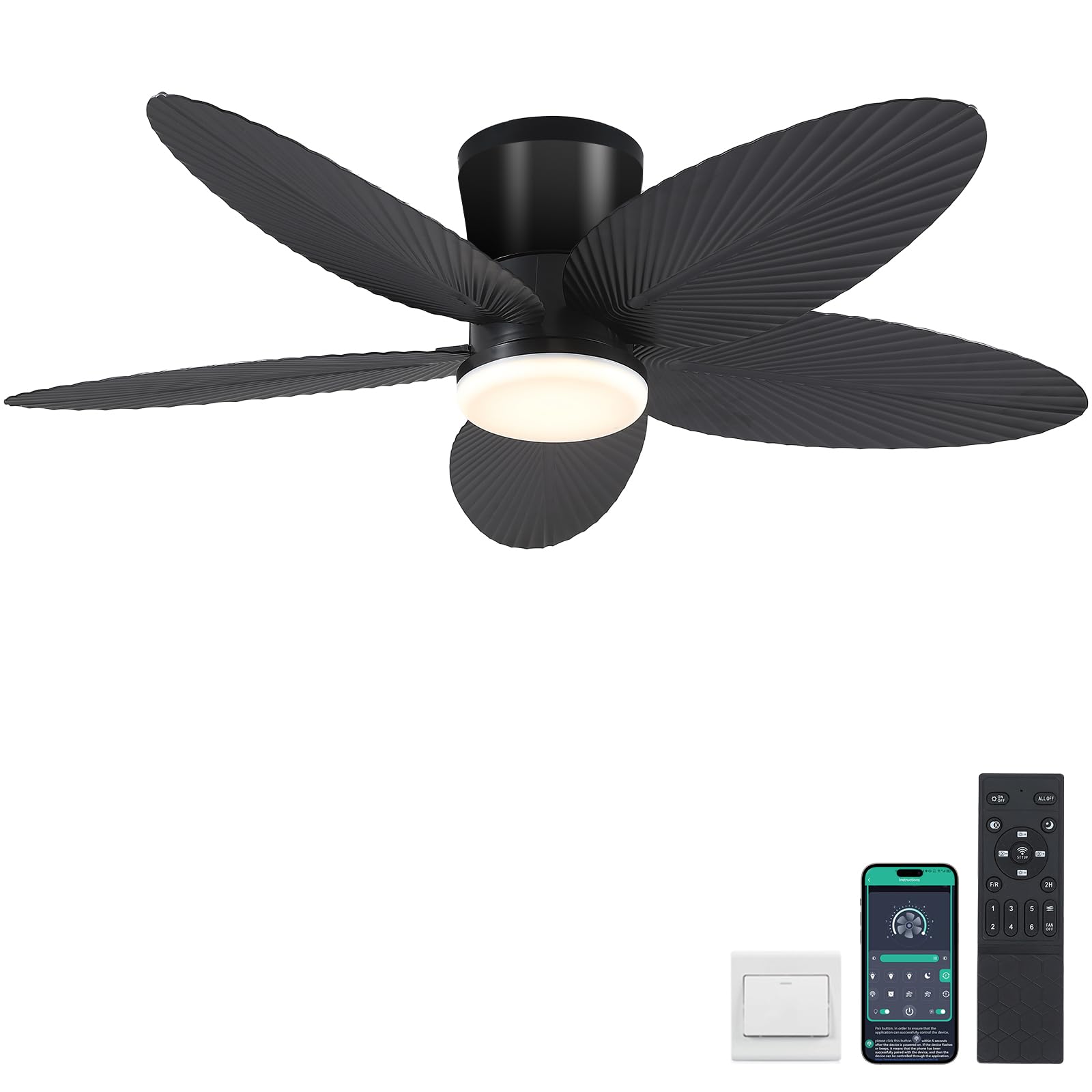 Amazon.com: Surtime Palm Leaf Ceiling Fans with Lights-42 Tropical ...