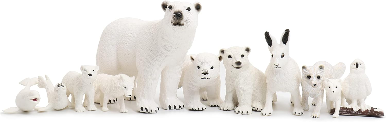 TMORU Polar Animal Figurines Set, Realistic Arctic Animal Figurines ...