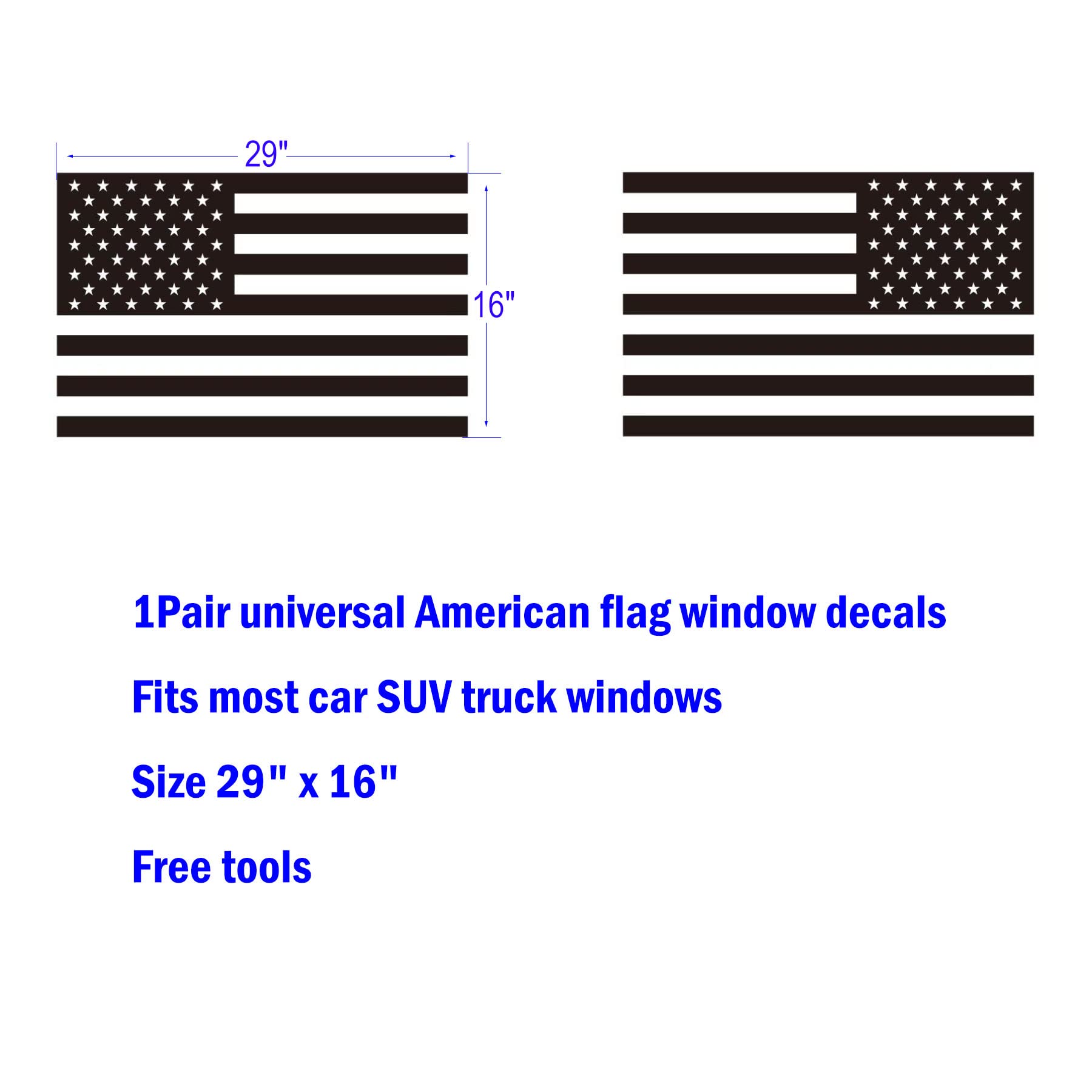 Zxiaochun 1Pair American Flag Window Decals for Car SUV Trucks ...