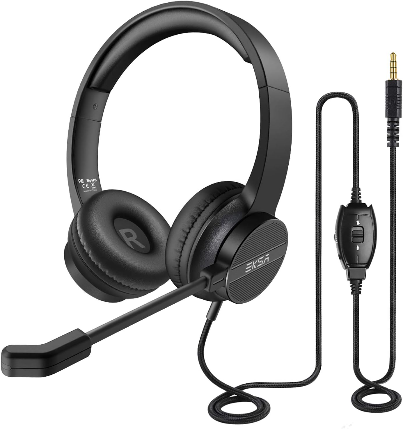 Amazon.com: EKSA Headset with Microphone for PC, 3.5mm Wired Computer ...