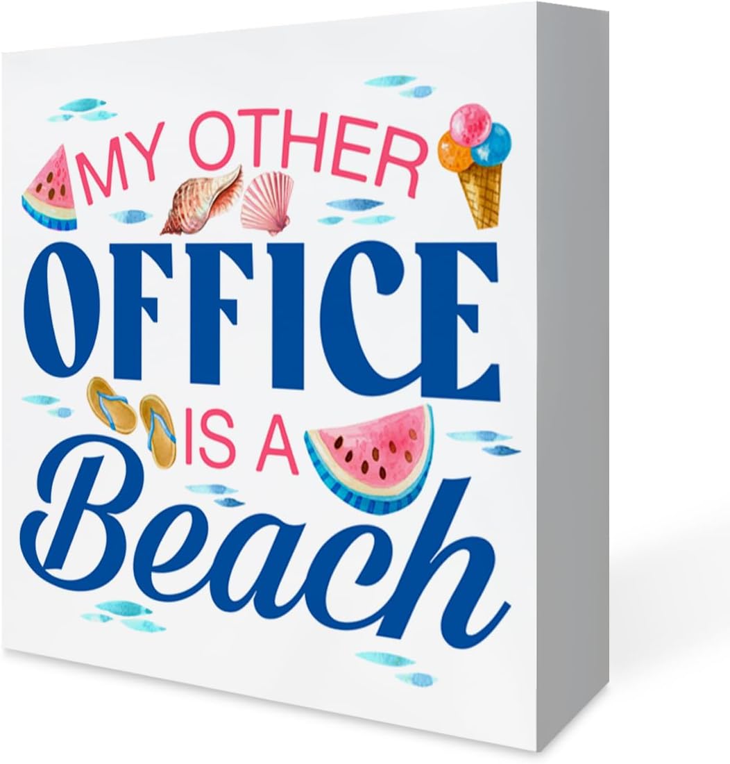 Amazon.com: My Other Office is a Beach Wood Box Sign Decor Desk Sign Beach Wooden Sign Summer ...