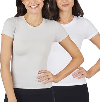 Amazon.com: Yogalicious 2 Pack Seamless Short Sleeve Fitted Crew Gym ...