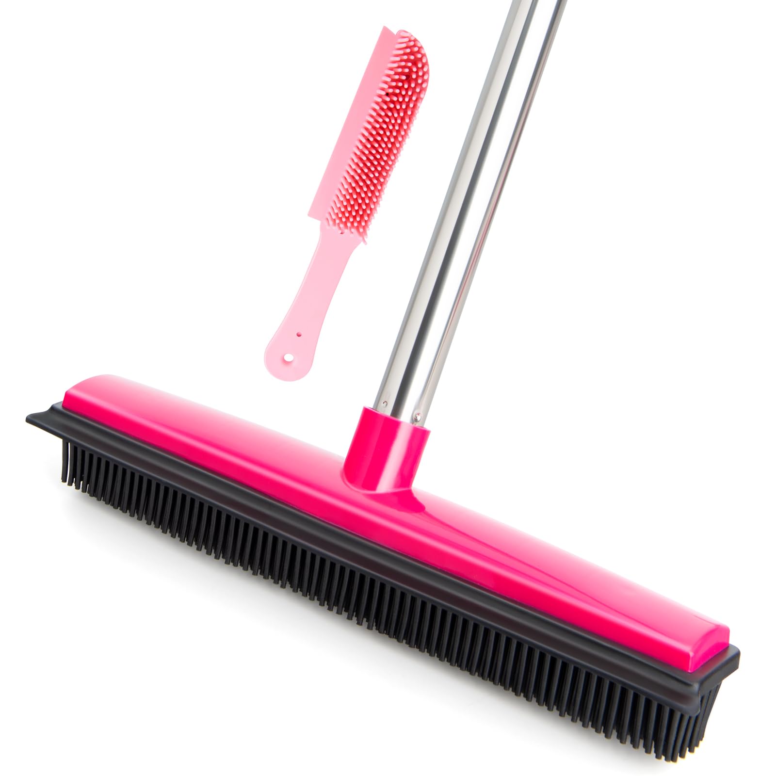 XXFLOWER Push Broom,Pet Hair Removal Broom with Squeegee,2 in 1 Floor ...