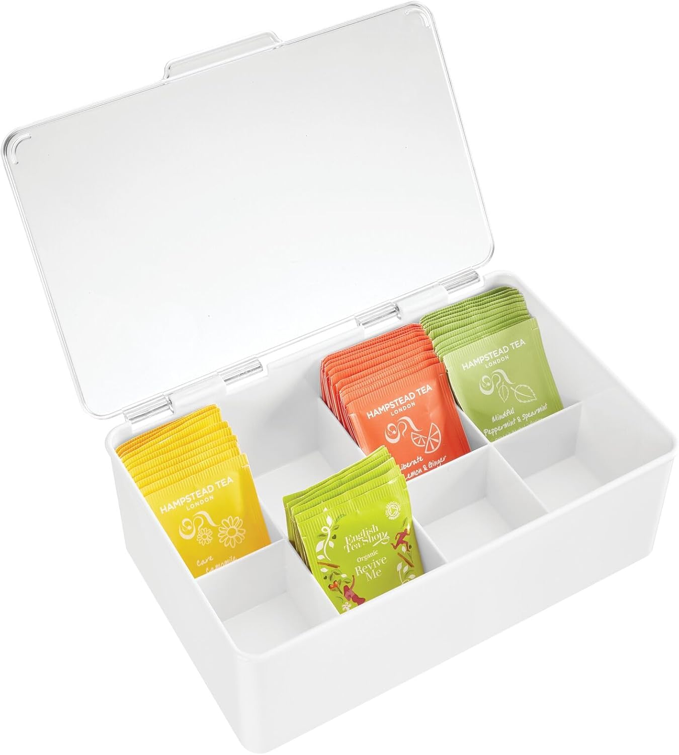 Amazon.com: mDesign Plastic Tea Bag Divided Storage Organizer Container ...