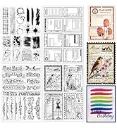GLOBLELAND 4 Sheets Vintage Postage Postcard Clear Stamps for Card ...