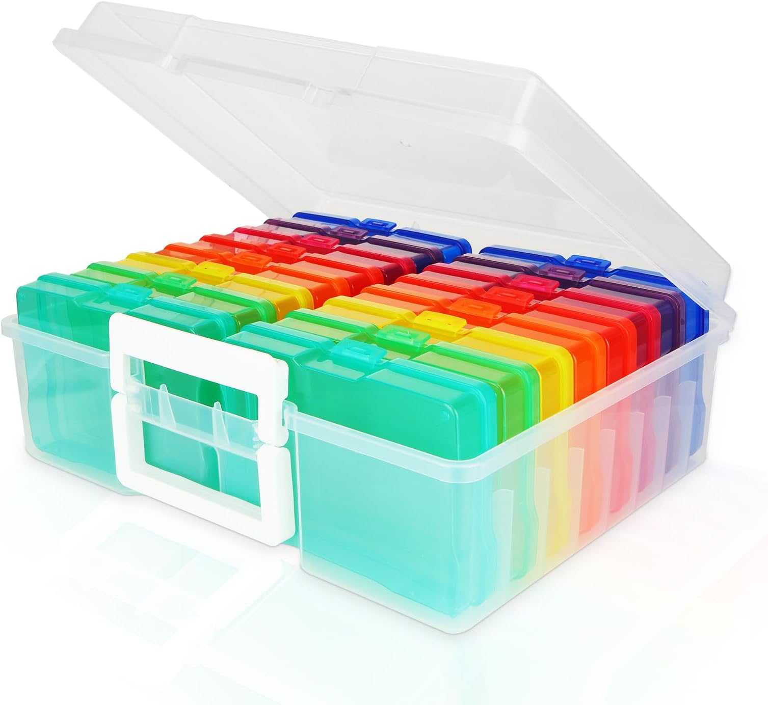 DAJAVE 4'' x 6'' Reusable Plastic Photo Storage Boxes, Removable Photo ...