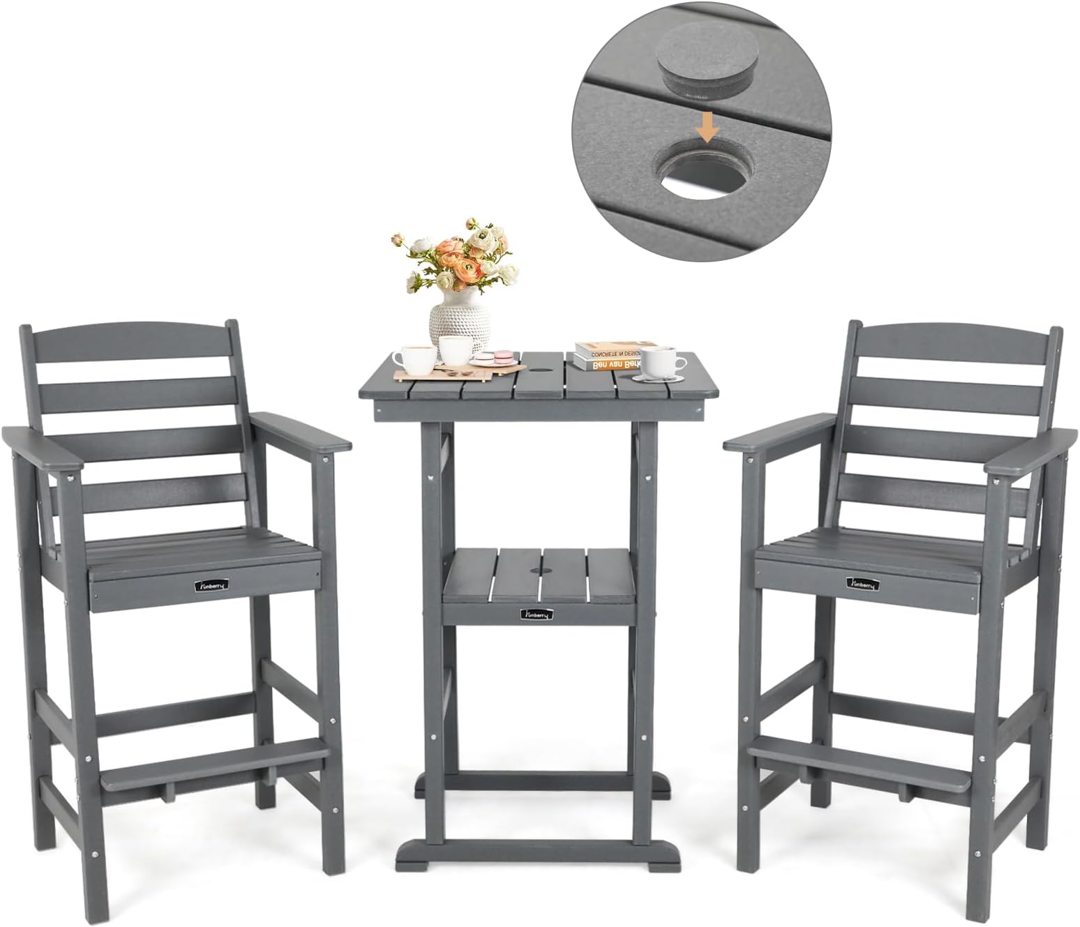 Amazon.com: Homenjoy Outdoor Bar Set for 2 Persons, HDPE Weather ...