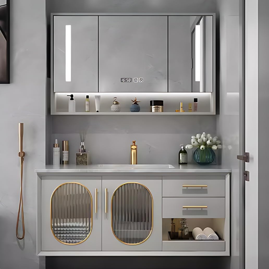 Amazon.com: TIZAZO 44IN Gray Floating Bathroom Vanity - Bathroom Vanity ...