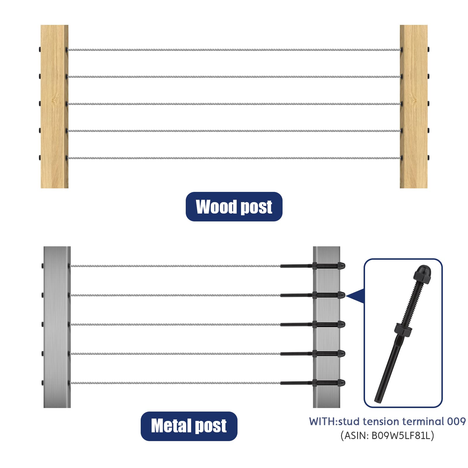 Snapklik.com : 20 Pack Black Stemball Swage Dead End Invisible Cable ...