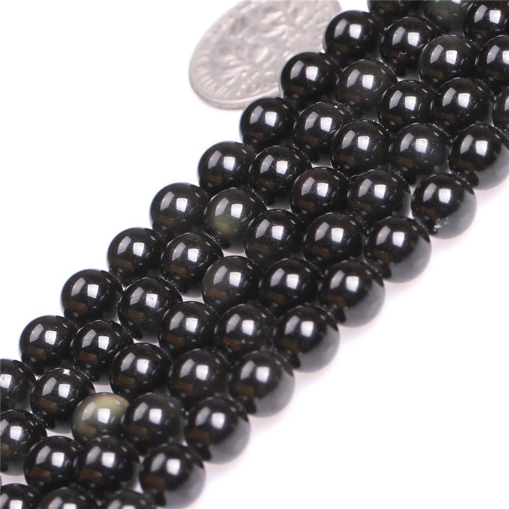 Amazon.com: 6mm Natural Black Obsidian Beads Round Gemstone Loose Beads ...