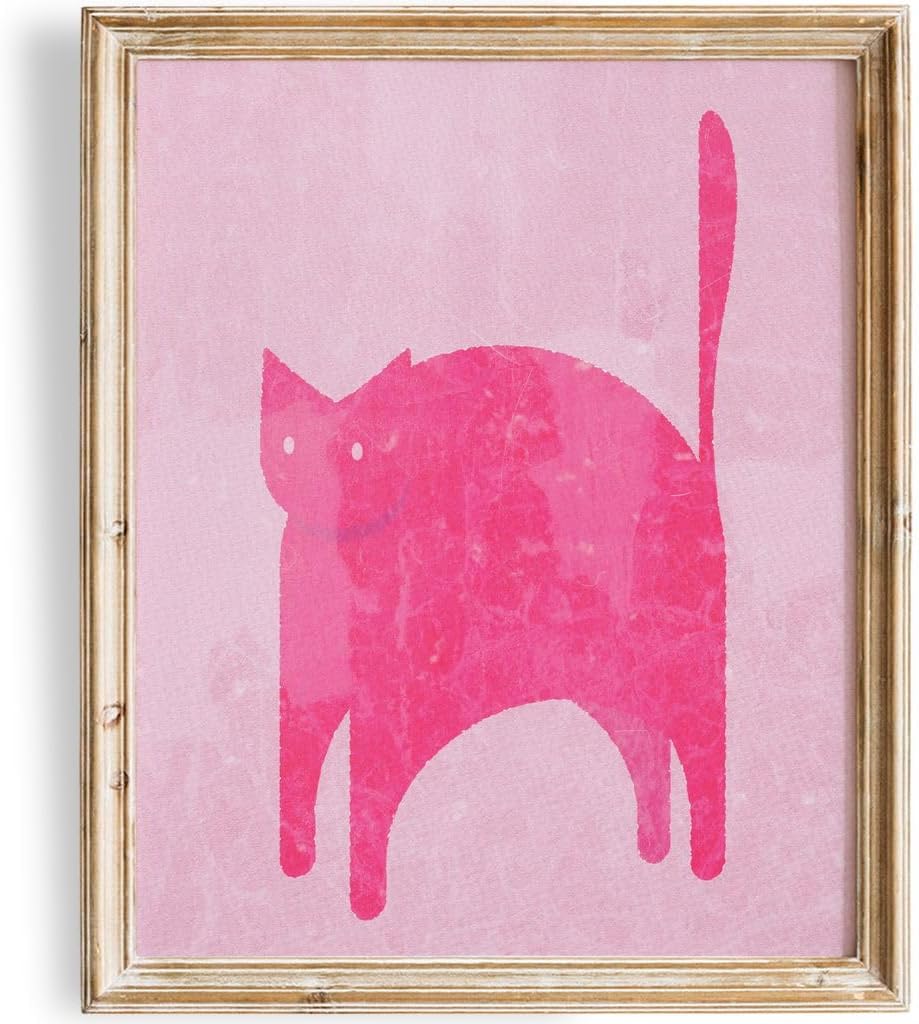 Amazon.com: Cat Pink Art Print - 8x10 (Unframed) | Adorable Feline ...