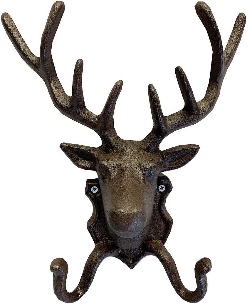 Comfify Vintage Cast Iron Deer Antlers Wall Hooks Antique Finish Metal ...