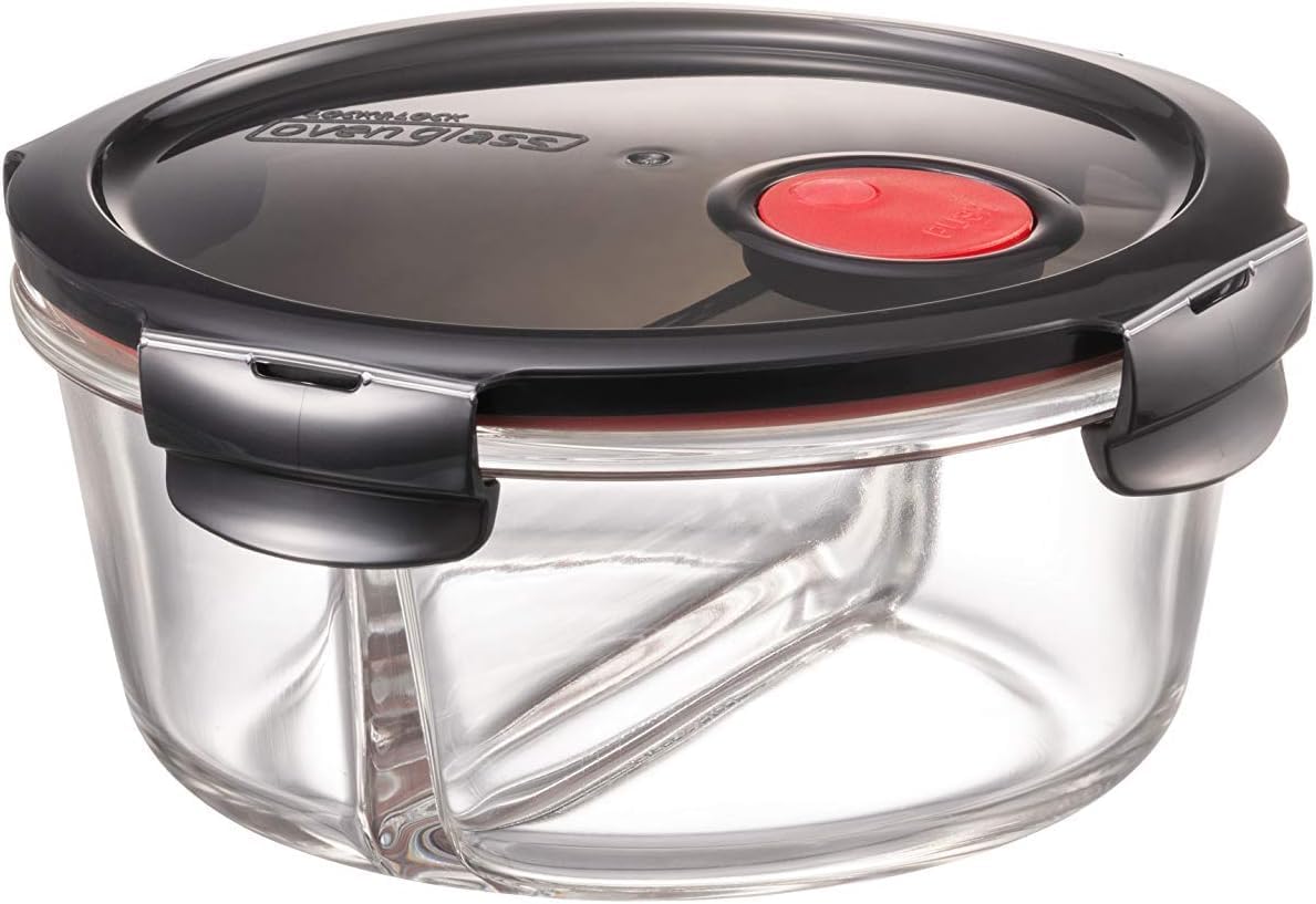 Lock & Lock Glass Food Storage Containers - Round - With Lid and Insert ...