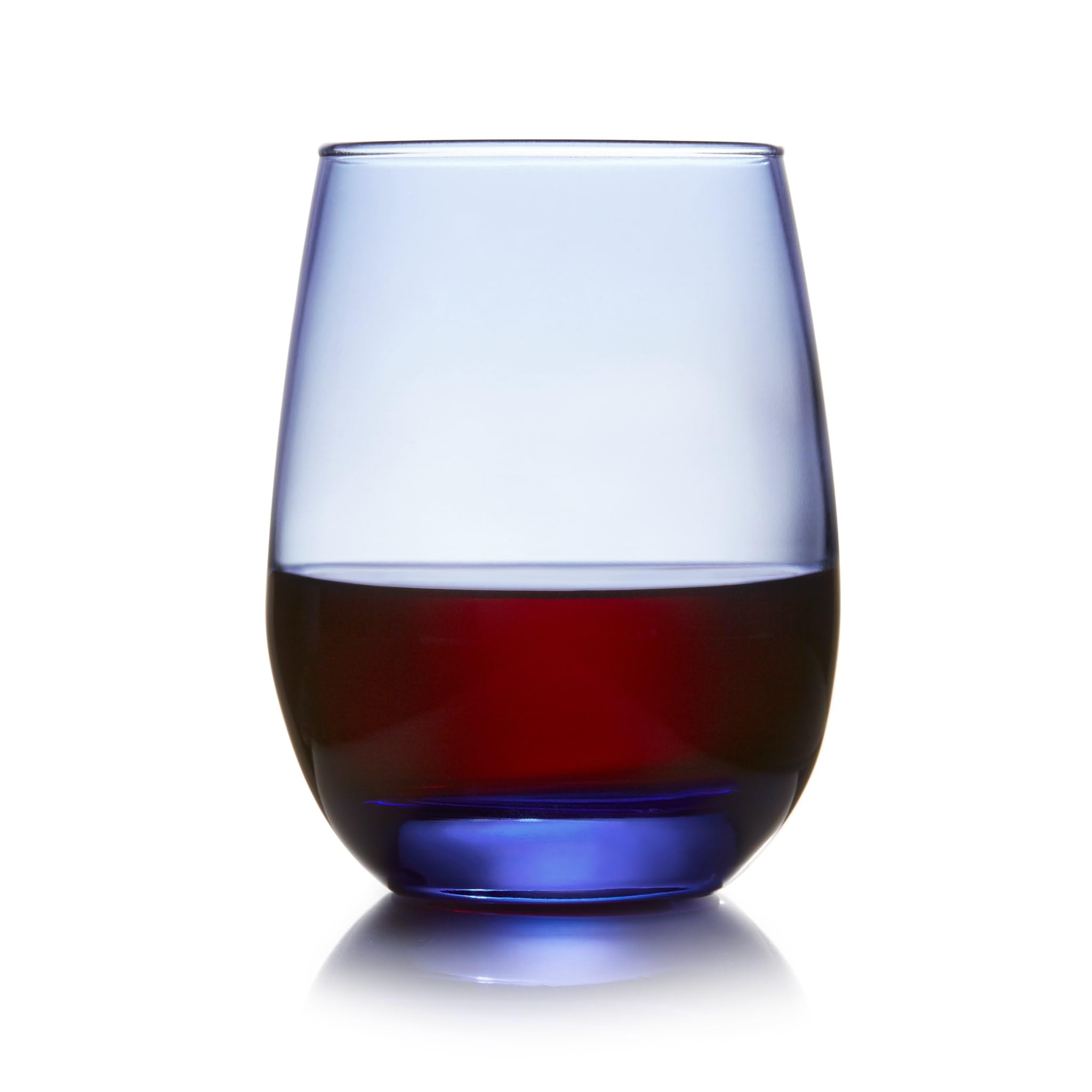 Amazon.com | Libbey Classic Blue All-Purpose Stemless Wine Glass Set ...