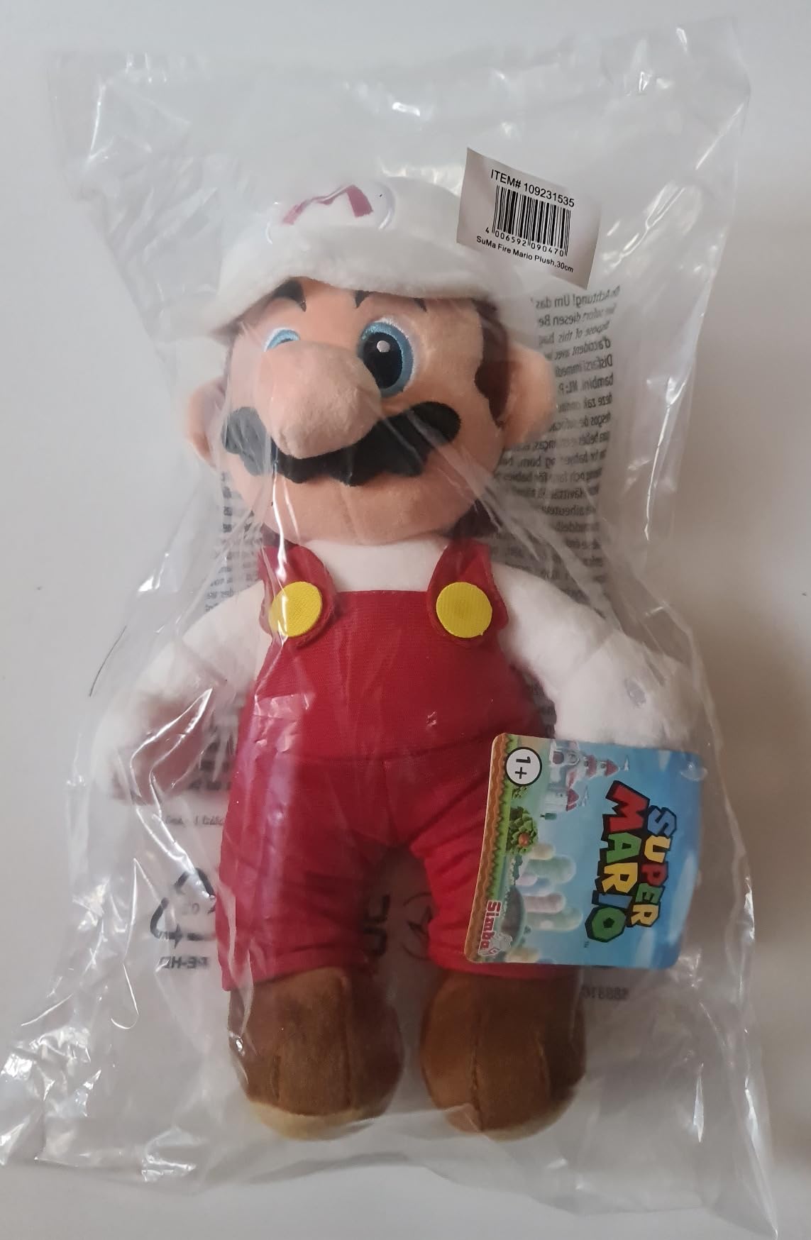 Simba 109231535 Super Mario Plüschfigur Feuer-Mario (30 cm) - Super ...