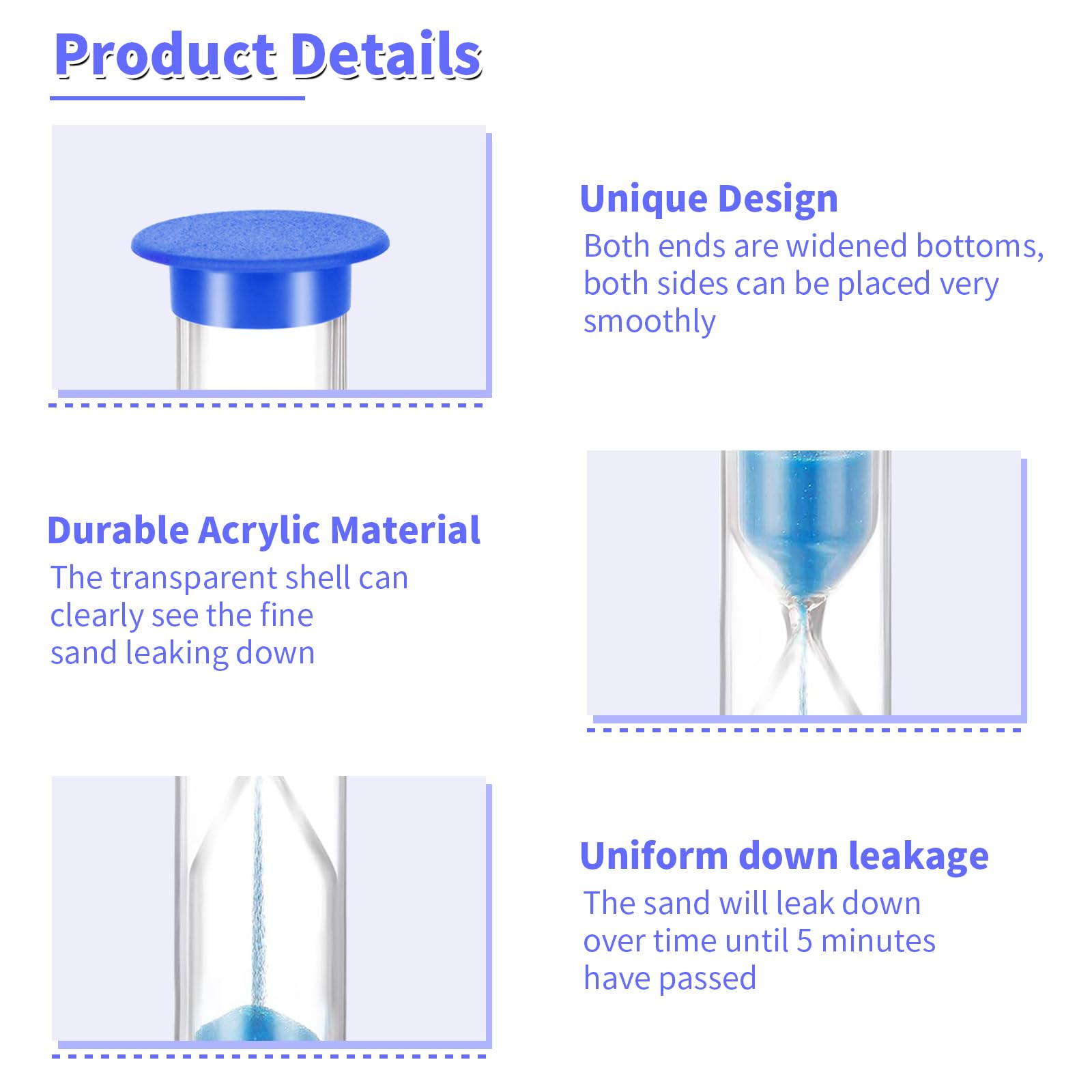 Snapklik.com : 12 Pcs 5 Minute Sand Timer Plastic Blue Mini Sand Timer ...