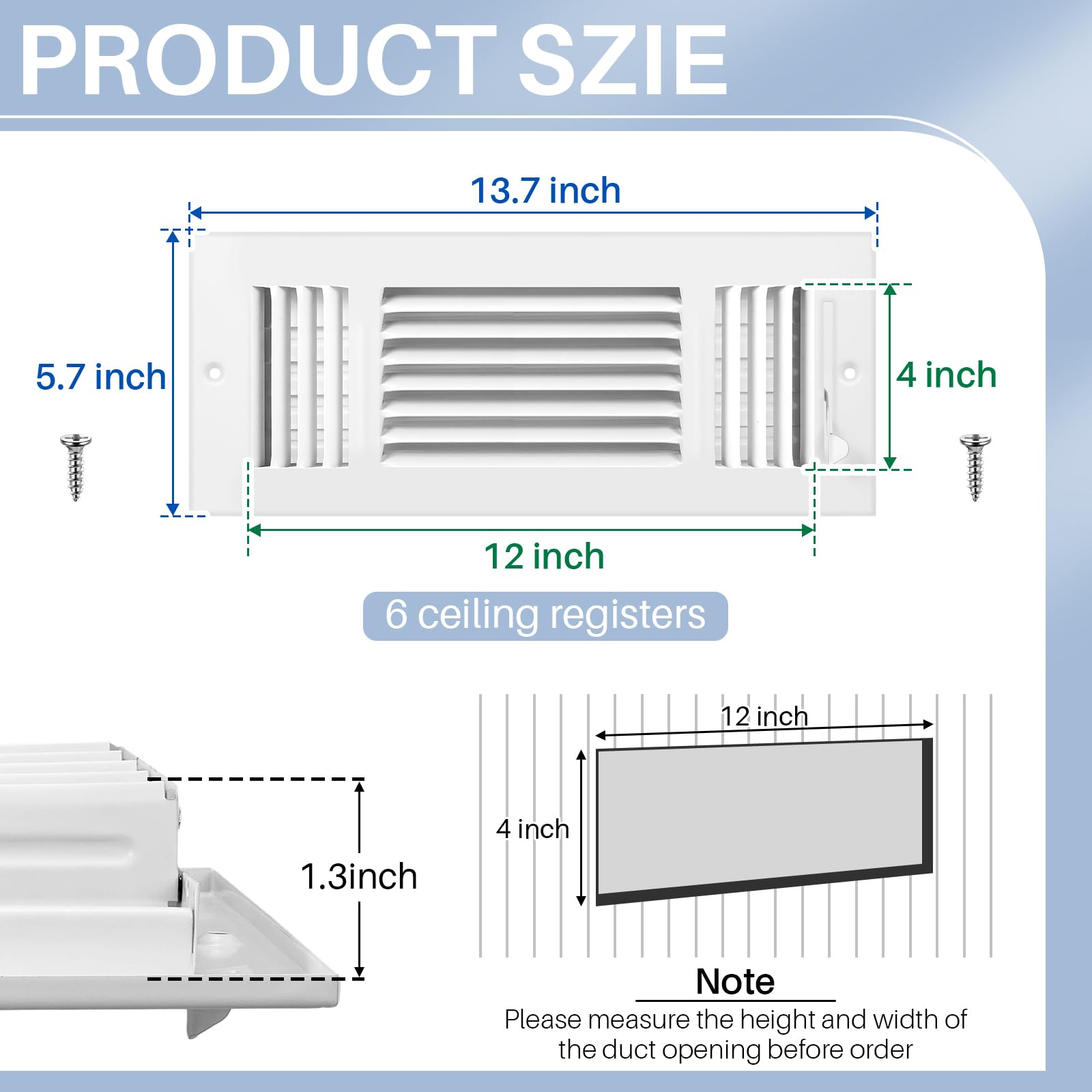 Snapklik.com : Datanly 6 Pcs Air Ceiling Vent Covers 3 Way Sidewall ...