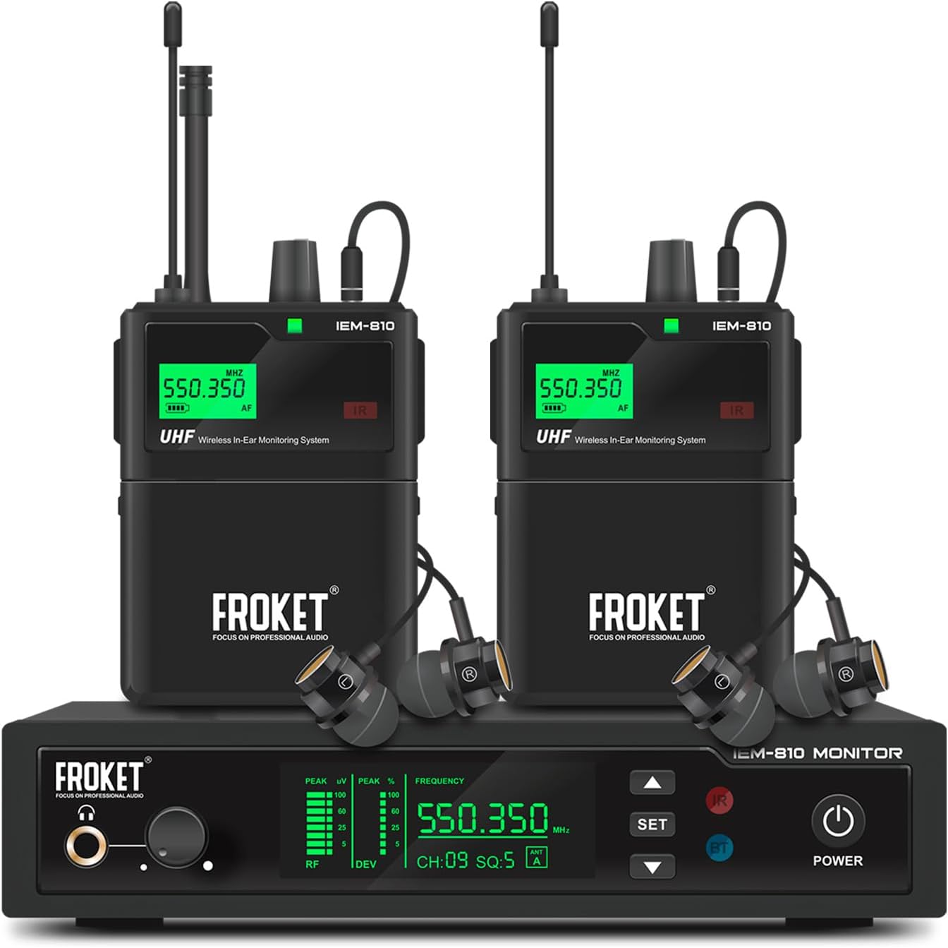 Amazon.com: Froket IEM810 PRO UHF Mono Wireless in Ear Monitor System ...
