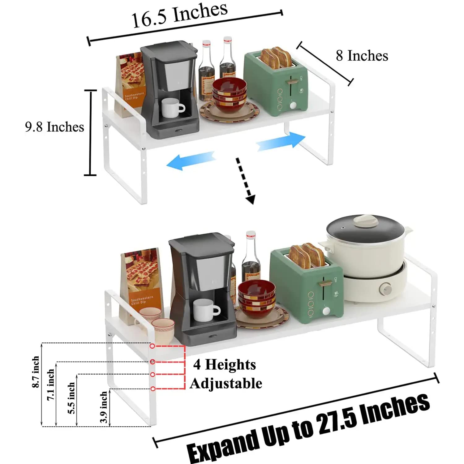 Snapklik.com : Expandable Cabinet Shelf Organizers 2 Pack, Stackable ...