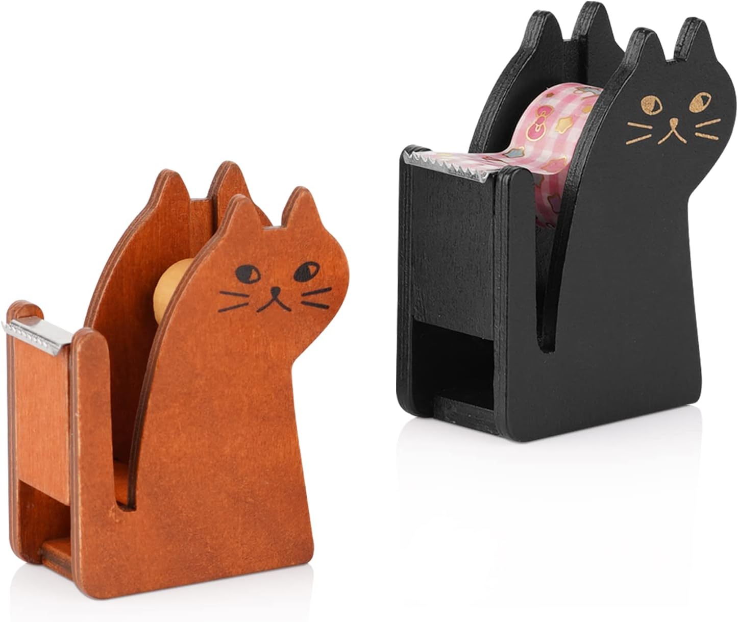 Amazon.com : Loghot 2Pack Tape Dispenser-Vintage Wooden Cat Shape ...