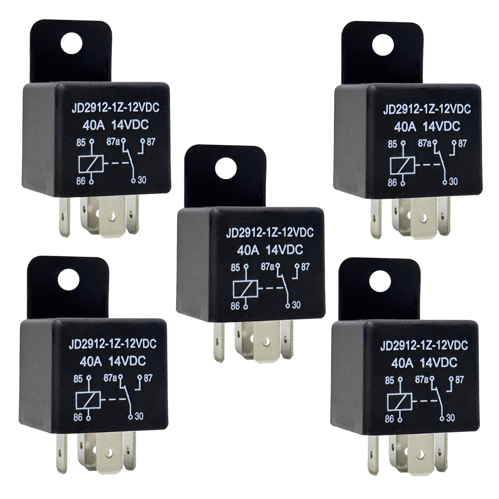 Snapklik.com : 5 Pack Relays 12V 40A, 5 Pin Relay Model JD2912-1Z-12VDC ...