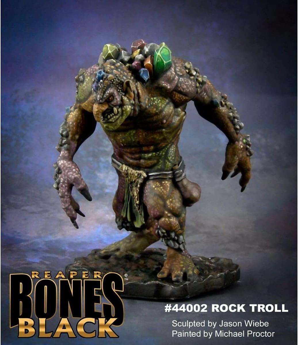 Amazon.com: Reaper Miniatures Rock Troll #44002 Bones Black Plastic ...