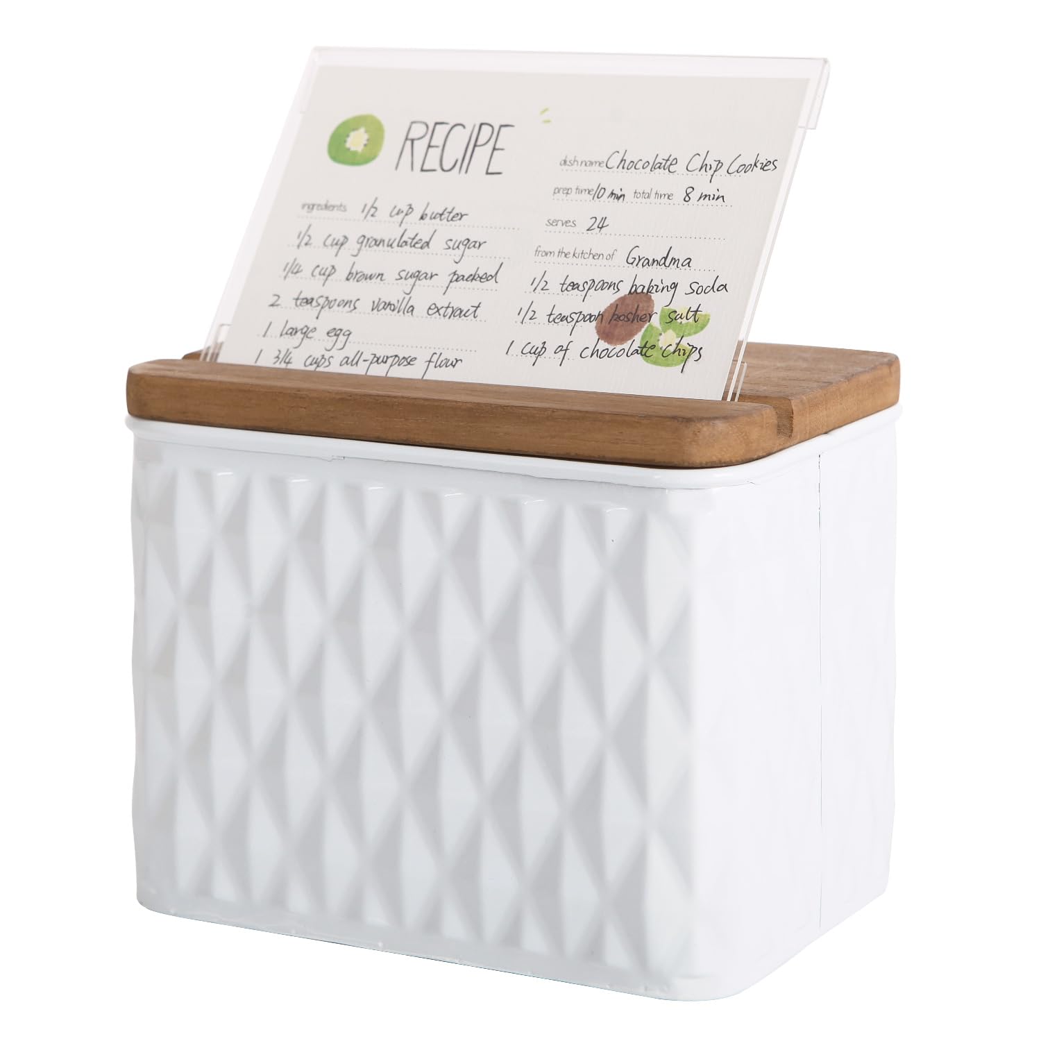 Amazon.com: NIKKY HOME Kitchen 4x6 Metal White Recipe Box with Cards ...