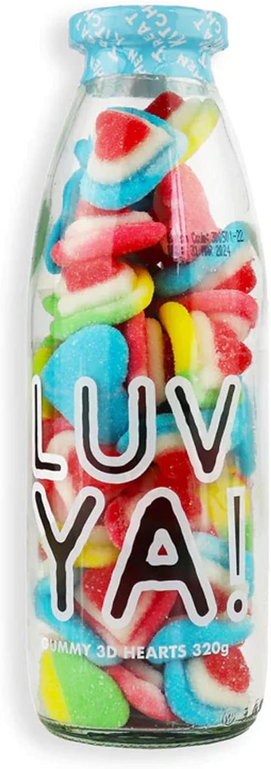 ‘Luv Ya!’ Gummy Hearts Sweets in Glass Message Bottle 320g : Amazon.co ...