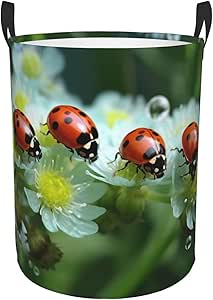 Large Laundry Basket Summer Ladybird Flowers Foldable Laundry Hamper ...