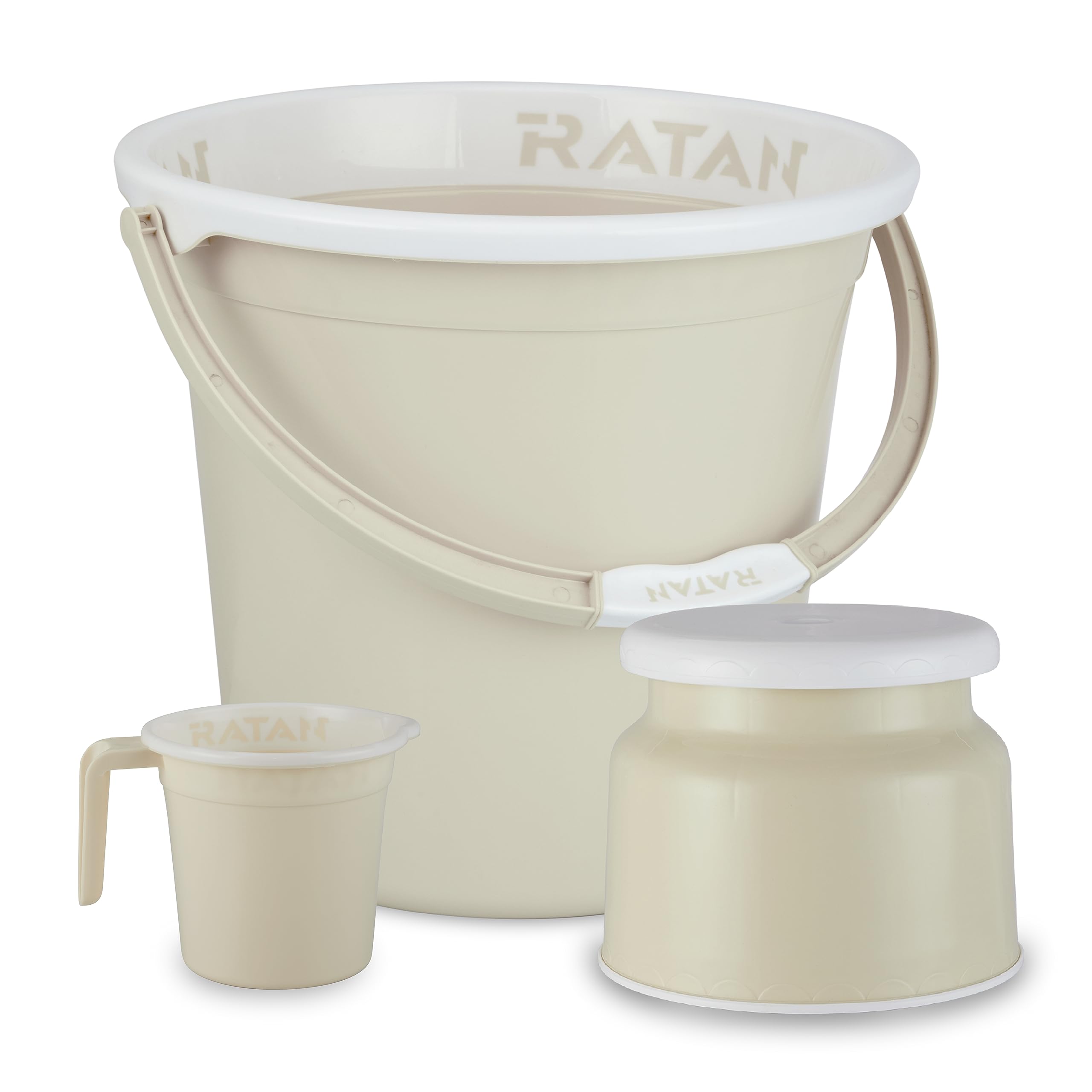 RATAN PLASTICWARE Plastic Bathroom Set of 3 Pieces Combo Pack Gloria ...