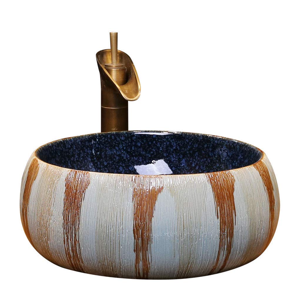 Qryy Resin Washbasin Natural Stone Oval Recessed Color Stripe Art ...